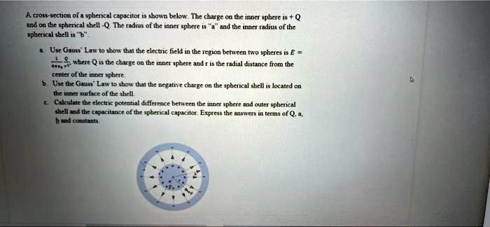 SOLVED: A cross-section of a spherical capacitor is shown below.The ...