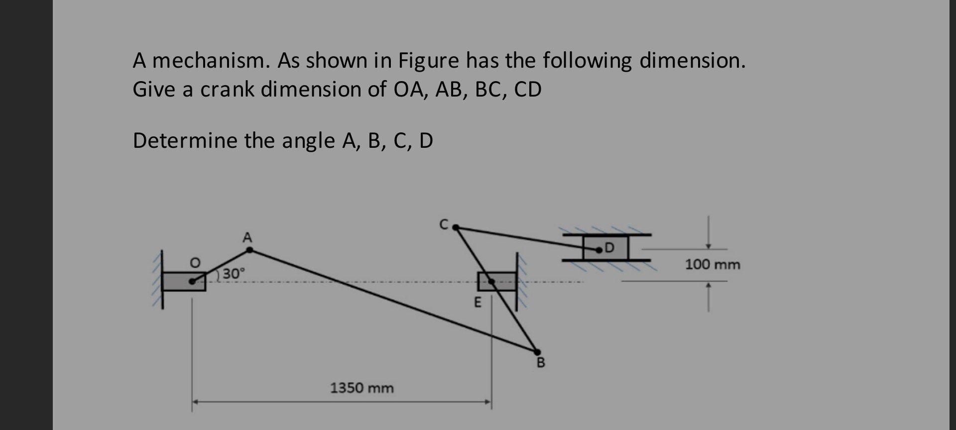 A mechanism. As shown in Figure has the following dimension. Give a ...