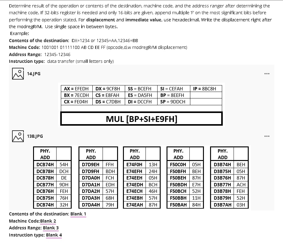SOLVED: Determine the result of the operation or contents of the ...