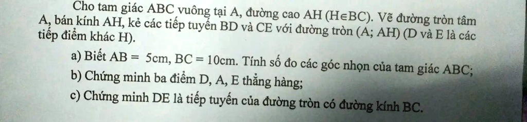 Solved Cho Tam Giác Abc Vuông Tại A đưá Ng Cao Ah đưá Ng