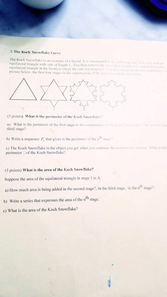 Solved 3 The Koch Snowflake Curve 5 Points What Is The Perimeter Of The Koch Snowflake A 