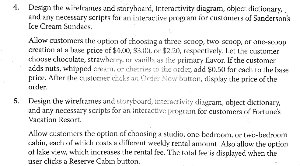 SOLVED: Need help with 4 and 5, please. 4. Design the wireframes and ... SOLVED: Need help with 4 and 5, please. 4. Design the wireframes and ...