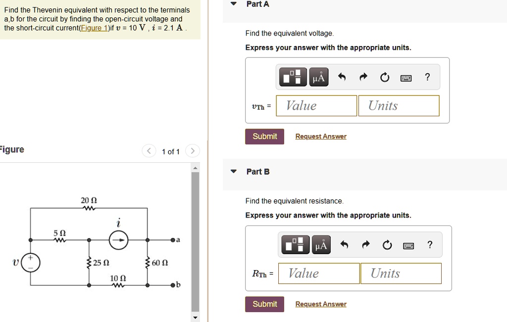 SOLVED: Part A Find the Thevenin equivalent with respect to the ...