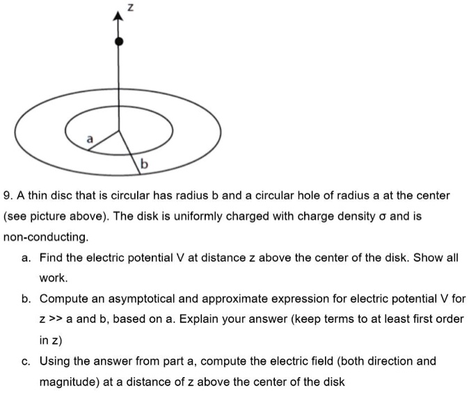 SOLVED: 9.A thin disc that is circular has radius b and a circular hole ...