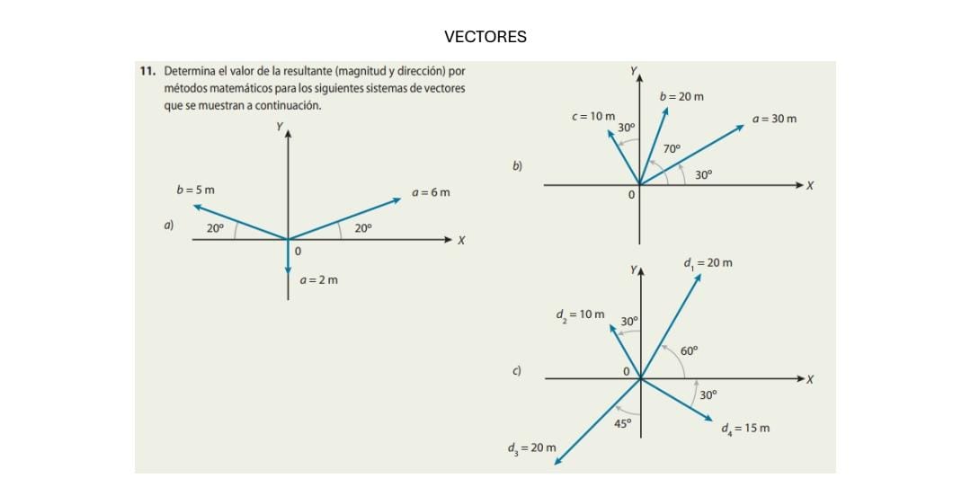 VECTORES 11. Determina el valor de la resultante (magnitud y dirección ...
