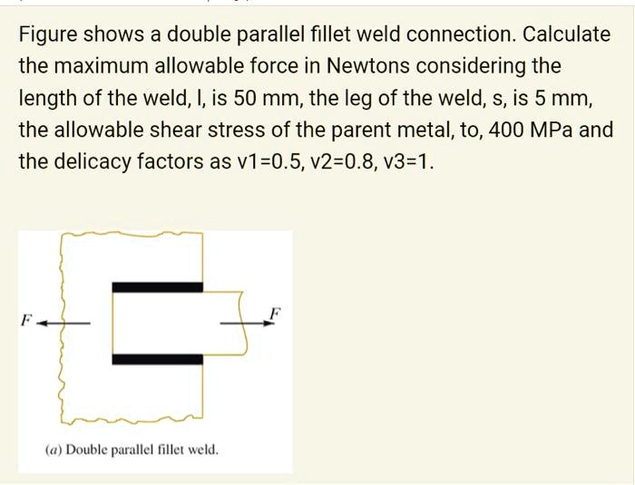 SOLVED: Figure shows a double parallel fillet weld connection ...