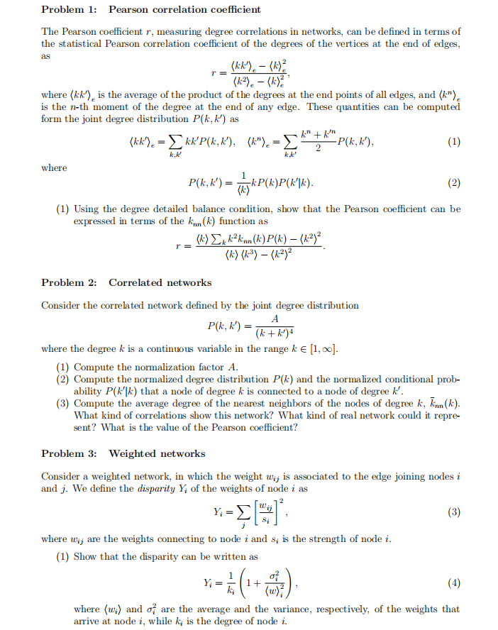 Problem 1: Pearson correlation coefficient The Pearson coefficient r ...