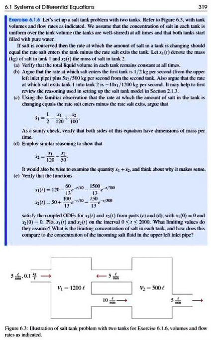 SOLVED: Exercise 6.1.6: Let's set up a salt tank problem with two tanks ...