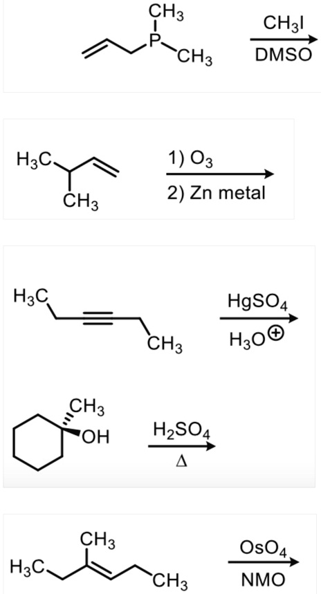 h3c ch3 ch ch3 ch3i p ch3 dmso 1 o3 2 zn metal h3c ch3 3 oh h2so4 ch3 ...