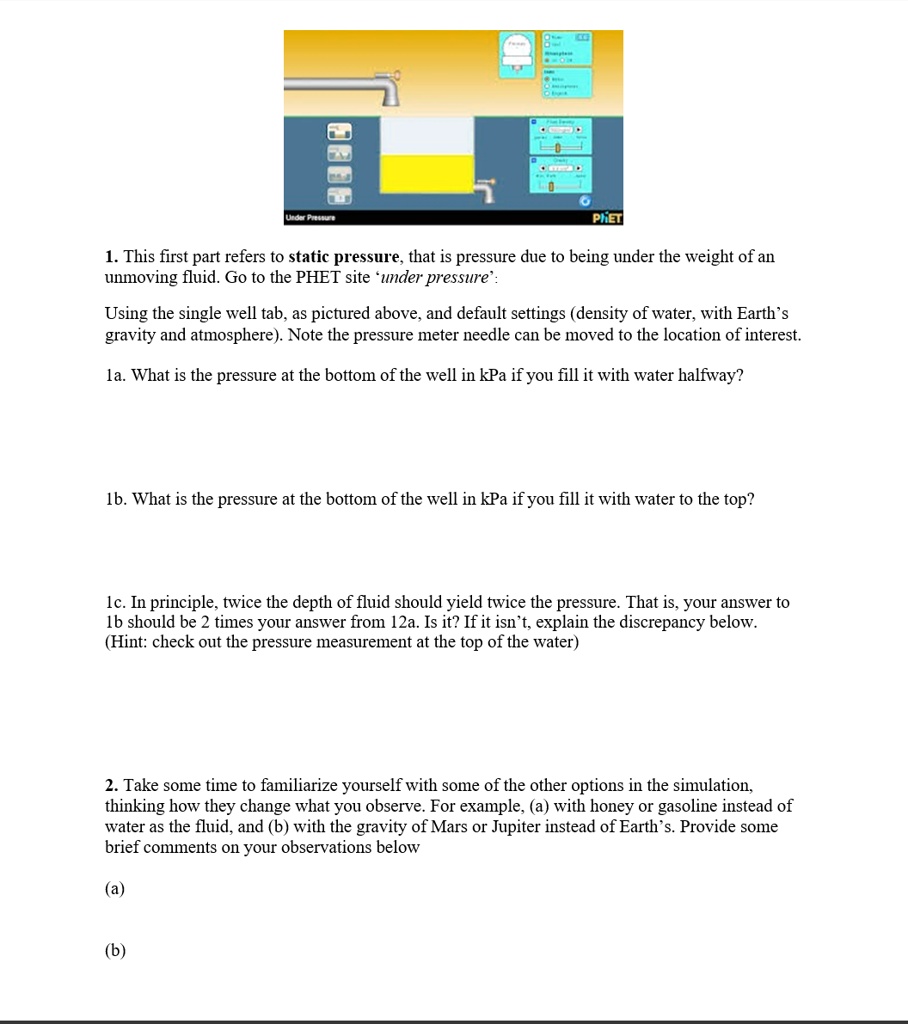 1. This first part refers to static pressure, that is pressure due to ...