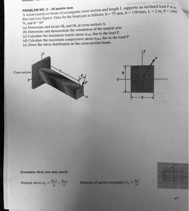 Solved A Determine And Locate My And M At Cross Section A And N B