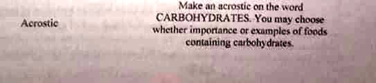 [GET ANSWER] make a acrostic on ihc woni acrostic carbohydrates you nay ...