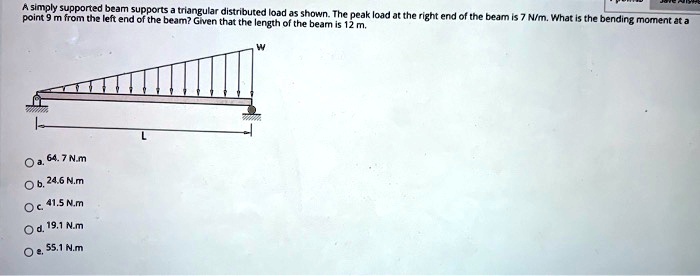 A simply supported beam supports a triangular distributed load as shown ...