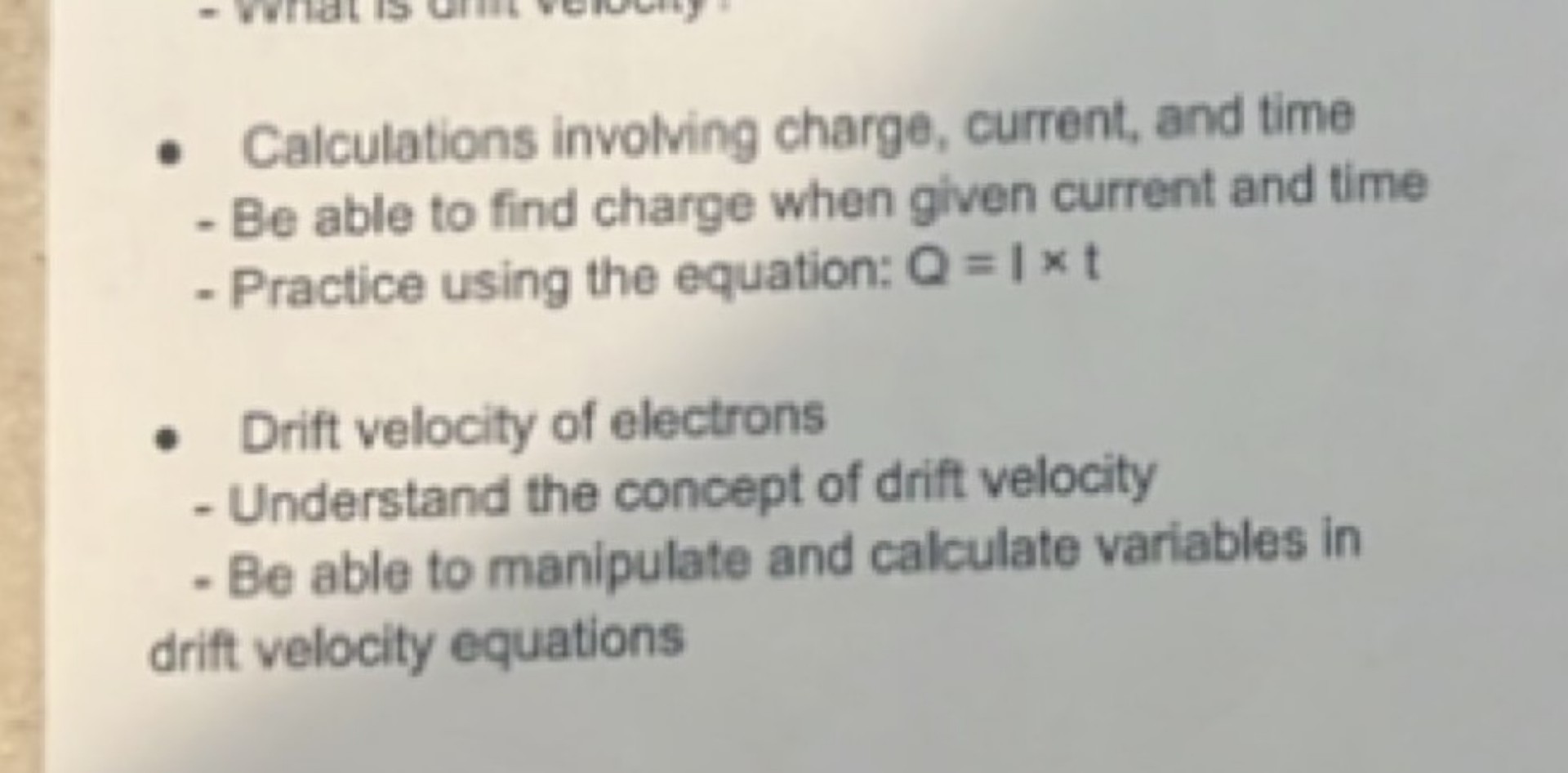 - Calculations involving charge, current, and time - Be able to find ...