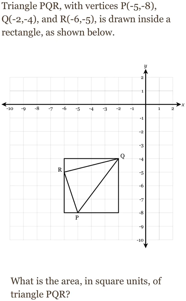 SOLVED: Triangle PQR, with vertices P(-5,-8), Q(-2,-4), and R(-6,-5), is drawn inside a ...