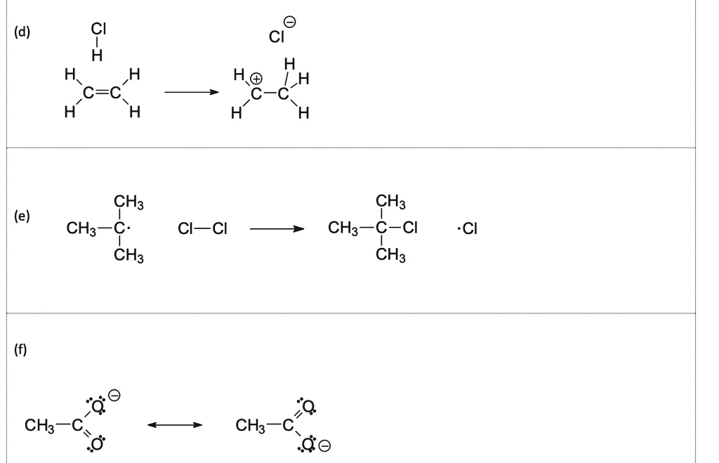 SOLVED: (d) Al H H C=C H H H H9 LH C H CH3 CH3 CH3 (e) ClCl CH3 CH3- C ...