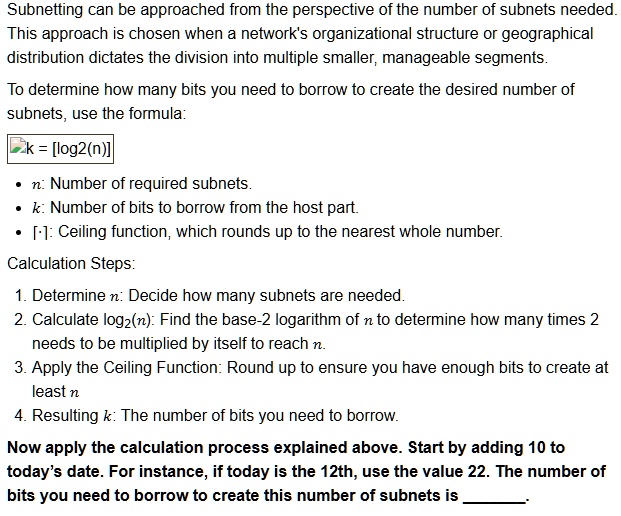 Subnetting Can Be Approached From The Perspective Of The Number Of
