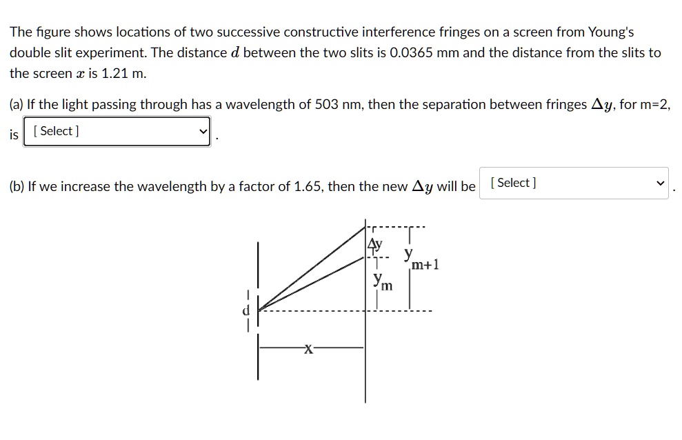 the figure shows locations of two successive constructive interference ...