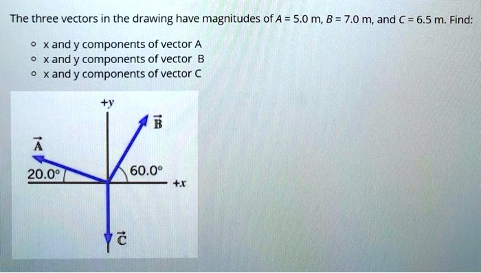 the three vectors in the drawing have magnitudes of a 50 m b 70 m and ...