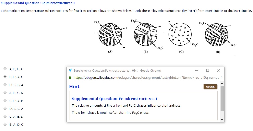 Supplemental Question: Fe microstructures I Schematic room temperature microstructures for four ...
