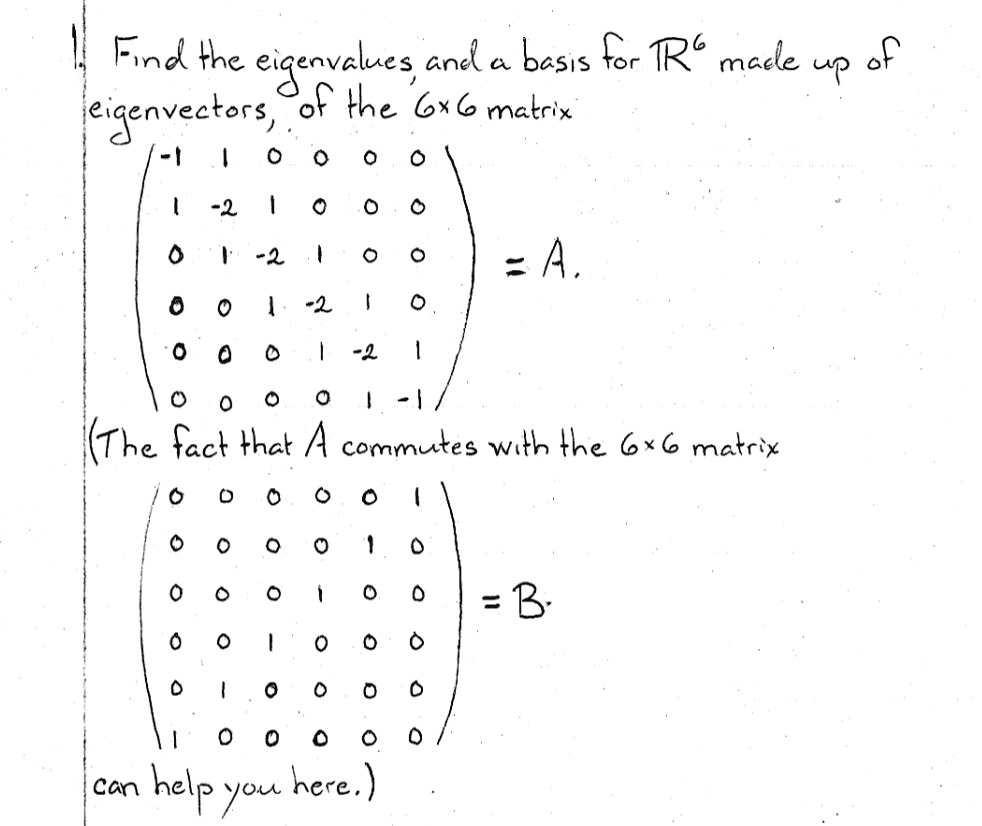 Solved Find The Eiqenvalues Anel A Besis For Tr6 Macle Up Of