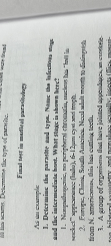 Finall test in medicall paratitolog As an exarnple 1. Determine the ...