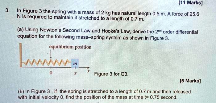 SOLVED: [11 Marks] 3.In Figure 3 the spring with a mass of 2 kg has ...