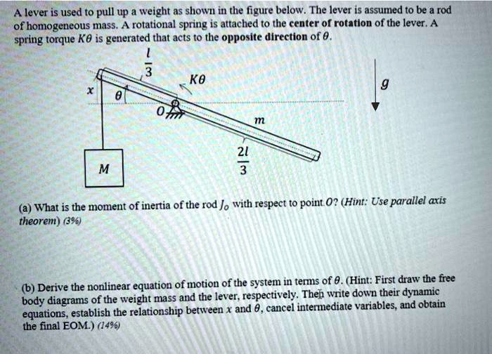 SOLVED: A lever is used to pull up a weight as shown in the figure ...