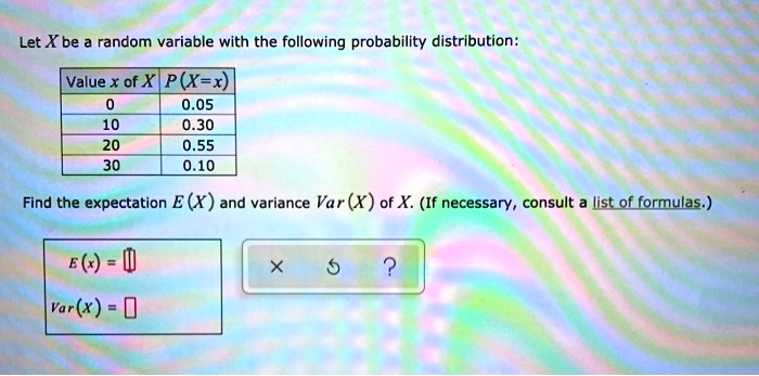 Let x be random variable with the following probability...
