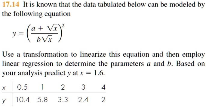 1714 it is known that the data tabulated below can be modeled by the ...