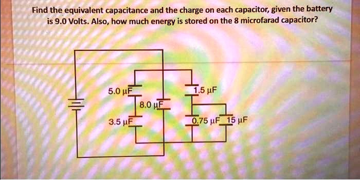 Find the equivalent capacitance and the charge on each capacitor, given ...