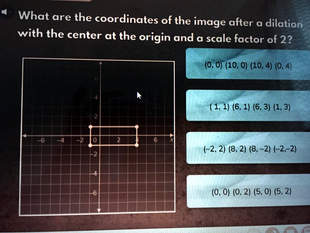 What are the corrdinates of the image after a dialation with...