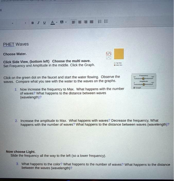 SOLVED: BZT AAEEEE PHET Waves Choose Water. Click Side View, (bottom ...