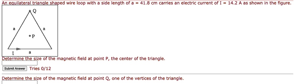 Solved An Equilateral Triangle Shaped Wire Loop With Side Length Of A