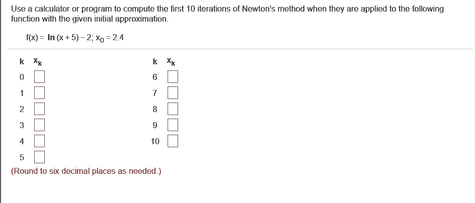 Solved Use A Calculator Or Program To Compute The First 10 Iterations Of Newton S Method When