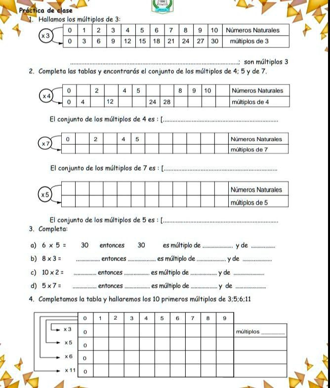 SOLVED: por favor ayúdeme si Práctica de clase Hallamos los múltiplos ...