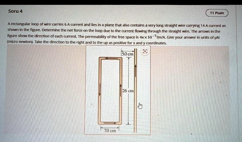 SOLVED: Question 4 11 Points A rectangular loop of wire carries a 6 A ...