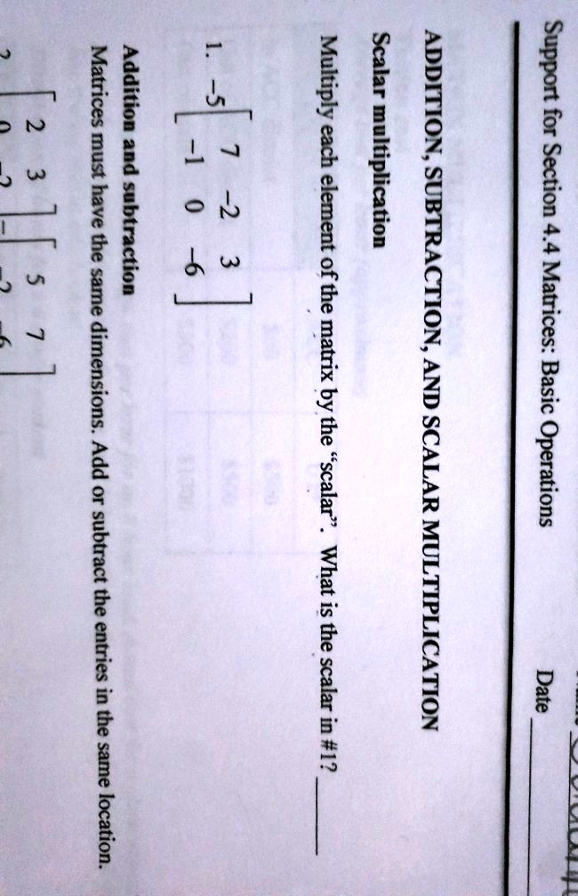 Support for Section 4.4 Matrices: Basic...