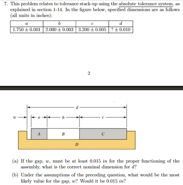SOLVED: This problem relates to tolerance stack-up using the absolute ...