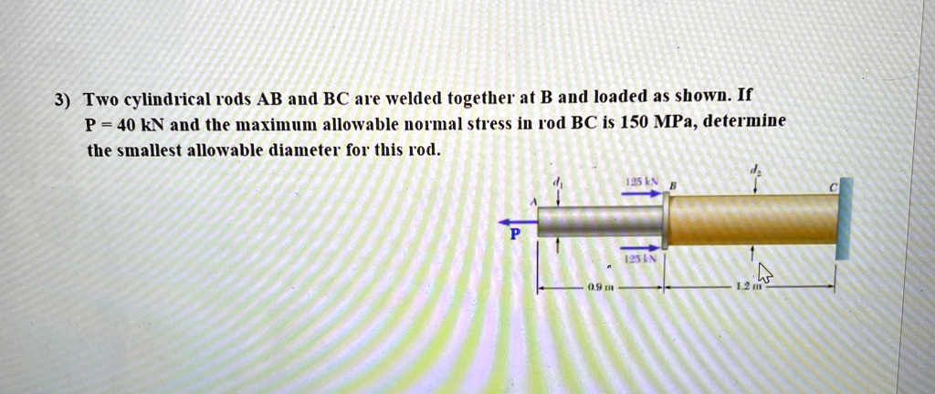 3) Two cylindrical rods AB and BC are welded together at B and loaded ...