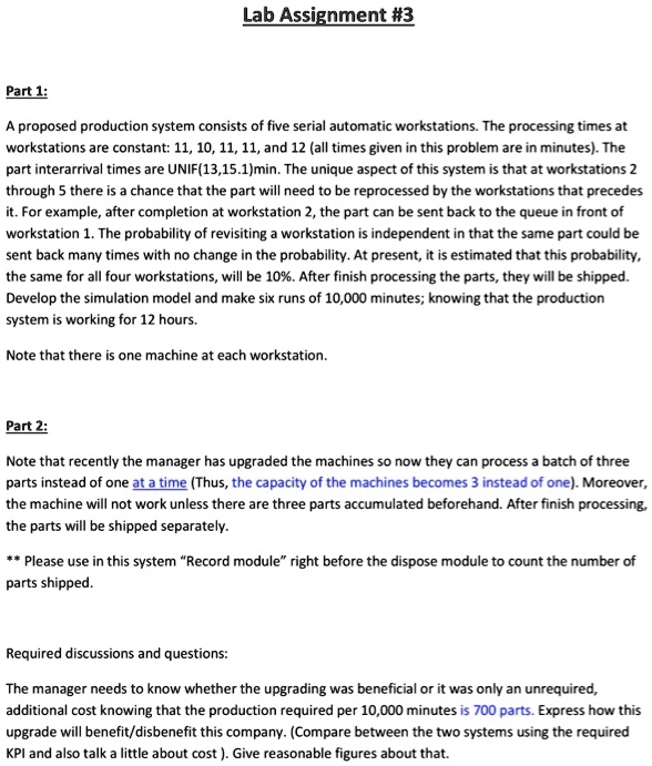 Part 1: Lab Assignment #3 A proposed production system consists of five ...