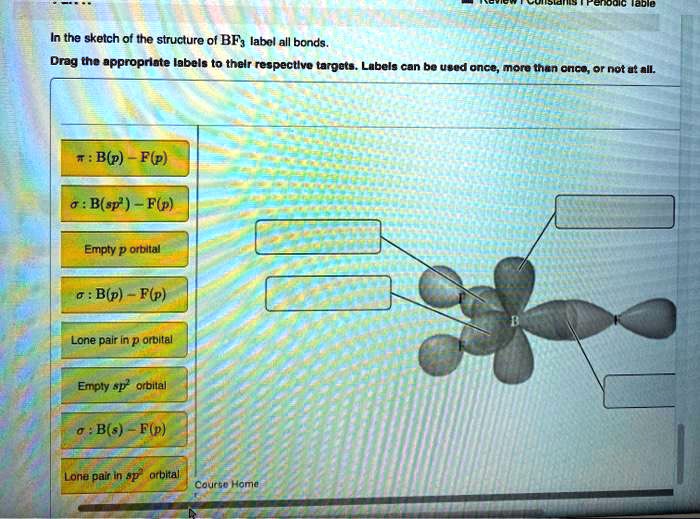 In the sketch of the structure of BF3 label all bonds. Drag the appropriate labels to their ...