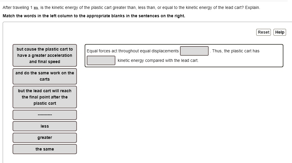 SOLVED: After traveling, is the kinetic energy of the plastic cart ...