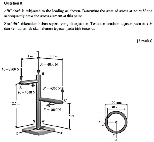 Question 8 ABC shaft is subjected to the loading as shown. Determine ...