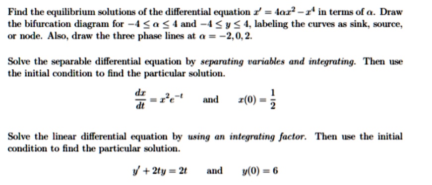 SOLVED: Fiud the equilibrium solutions of the differeutial equation 2 ...