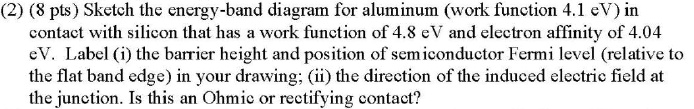 SOLVED: Sketch the energy-band diagram for aluminum work function 4.1 ...