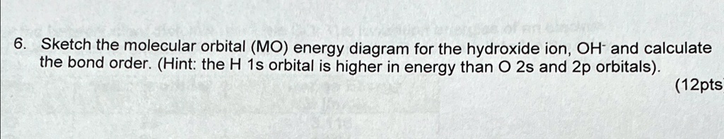 Sketch the molecular orbital (MO) energy diagram for the hydroxide ion ...