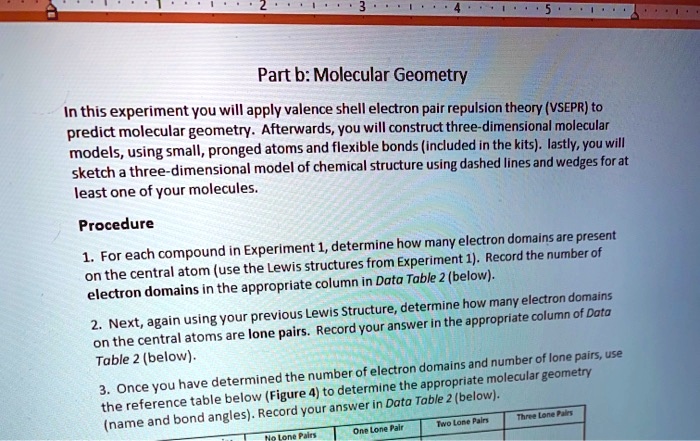 Part B Molecular Geometry In This Experiment You Will Apply The Valence Shell Electron Pair