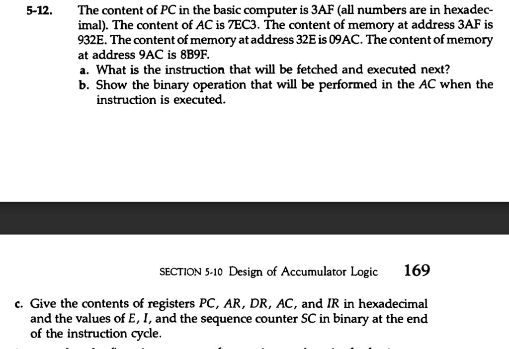 5 12 the content of pc in the basic computer is 3af all numbers are in ...