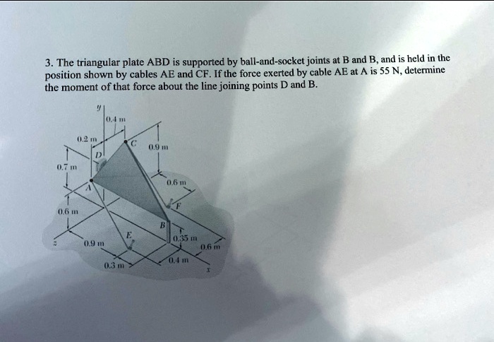 SOLVED: 3 . The triangular plate ABD is supported by ball-and-socket ...